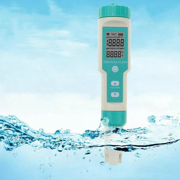 Pool Salt Tester - Multifunctional 5-in-1 Salinity, pH, TDS, EC, and ...